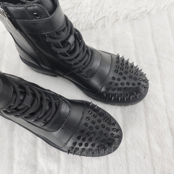 Cape Robbin | Shoes | Bitten Black Spiked Combat Goth Punk Ankle Boots ...